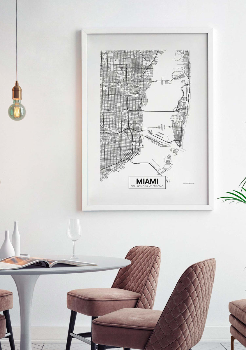 Póster Mapa Miami | Laamina.com